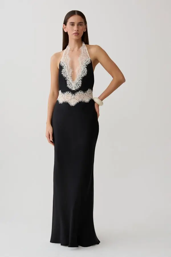 Meshki Louise Satin And Lace Maxi Dress