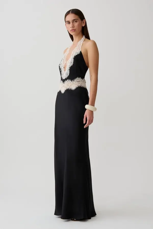 Meshki Louise Satin And Lace Maxi Dress
