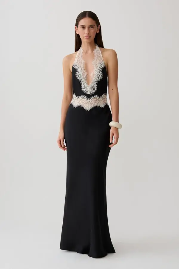 Meshki Louise Satin And Lace Maxi Dress