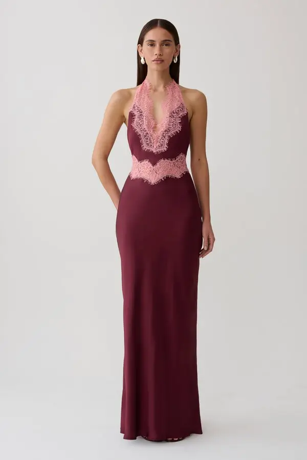 Meshki Louise Satin And Lace Maxi Dress