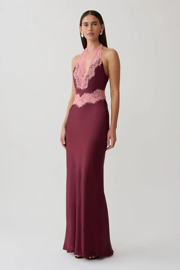 Meshki Louise Satin And Lace Maxi Dress