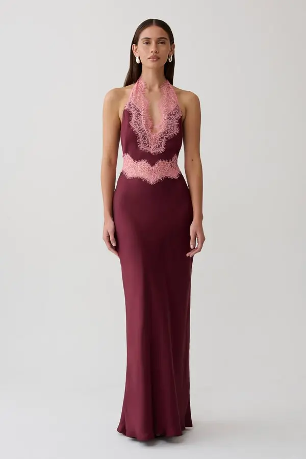Meshki Louise Satin And Lace Maxi Dress