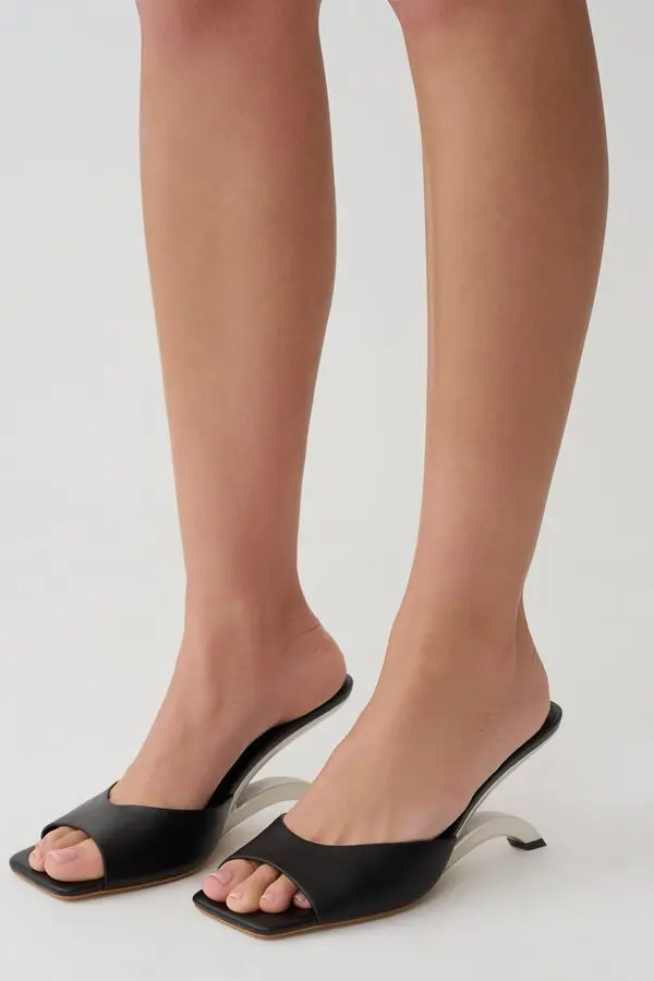 Meshki Evian Metal Heel Sandals - Black