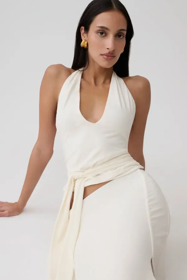 Meshki Daine Peached Jersey Halter Top