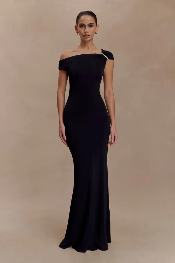 Meshki Kinsley Slinky Maxi Dress With Hardware - Black