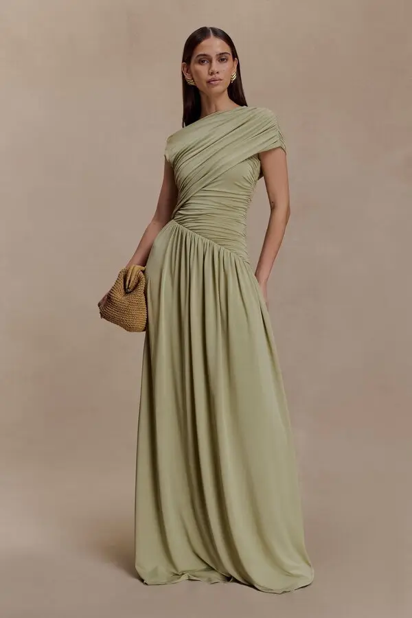 Meshki Ayeshya Slinky Asymmetric Maxi Dress