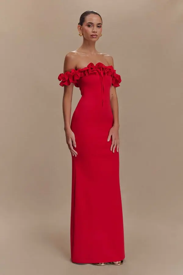 Meshki Nova Ruffle Off Shoulder Maxi Dress