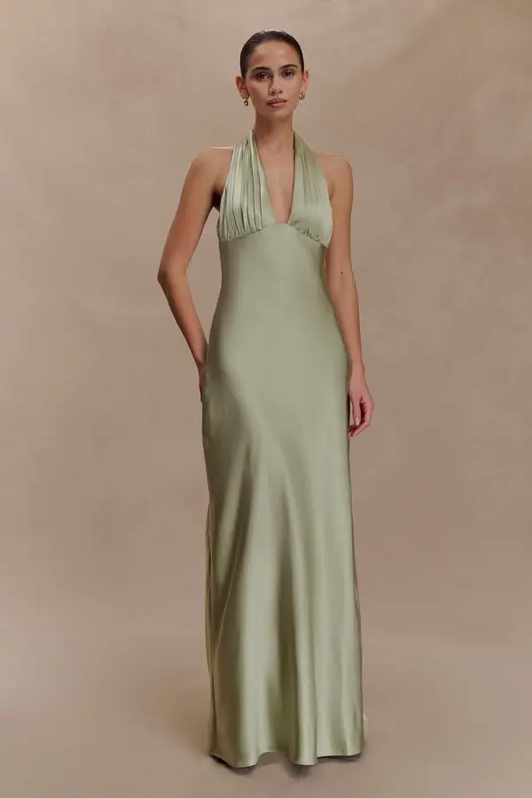Meshki Alice Satin Halter Maxi Dress