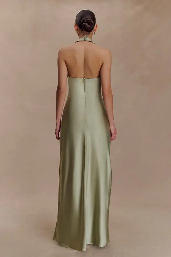 Meshki Alice Satin Halter Maxi Dress