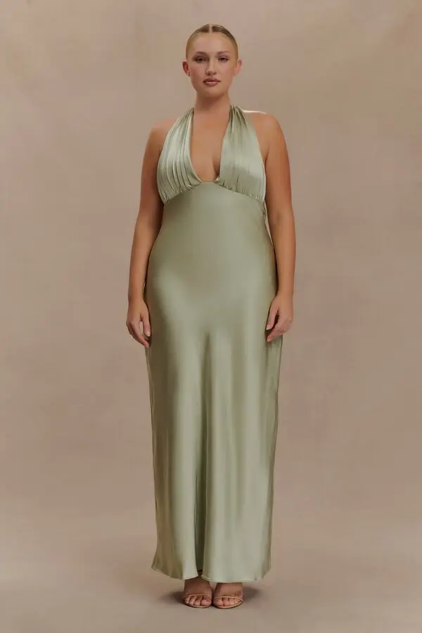 Meshki Alice Satin Halter Maxi Dress