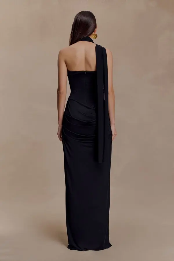 Meshki Mattea Slinky And Mesh Maxi Dress With Scarf