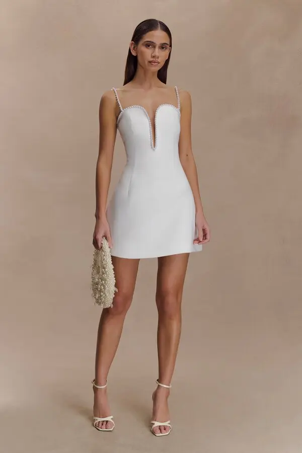 Meshki Kingsley Beaded Neckline Mini Dress