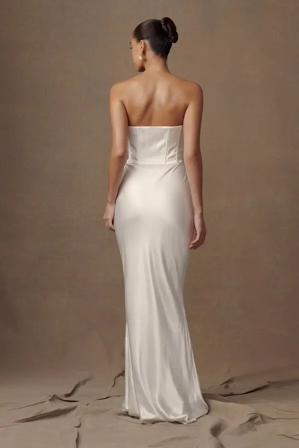 Meshki Harlow Satin Strapless Maxi Dress