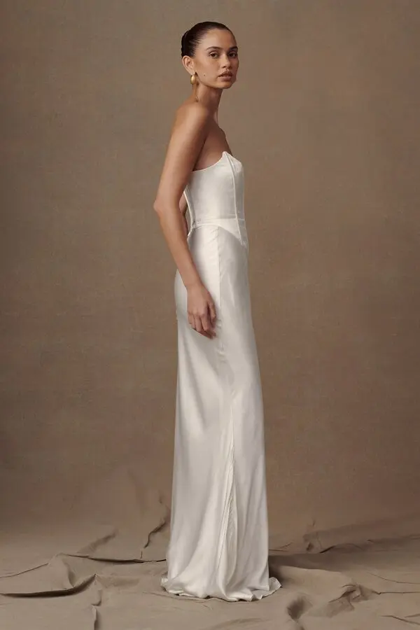 Meshki Harlow Satin Strapless Maxi Dress