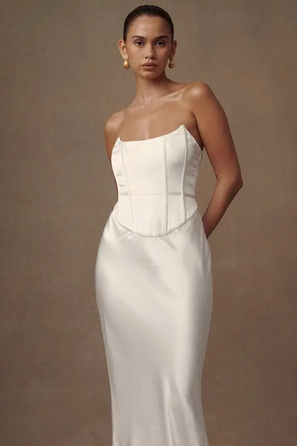 Meshki Harlow Satin Strapless Maxi Dress
