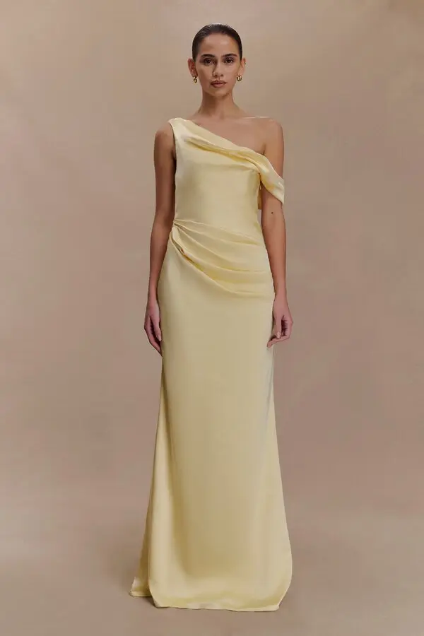Meshki Dalia Off Shoulder Satin Maxi Dress
