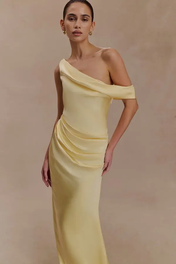 Meshki Dalia Off Shoulder Satin Maxi Dress