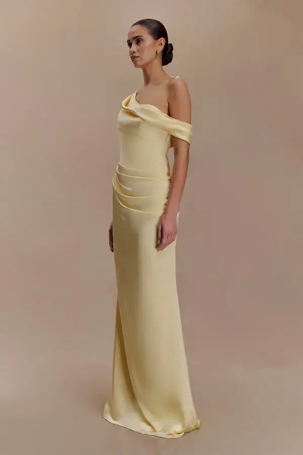 Meshki Dalia Off Shoulder Satin Maxi Dress