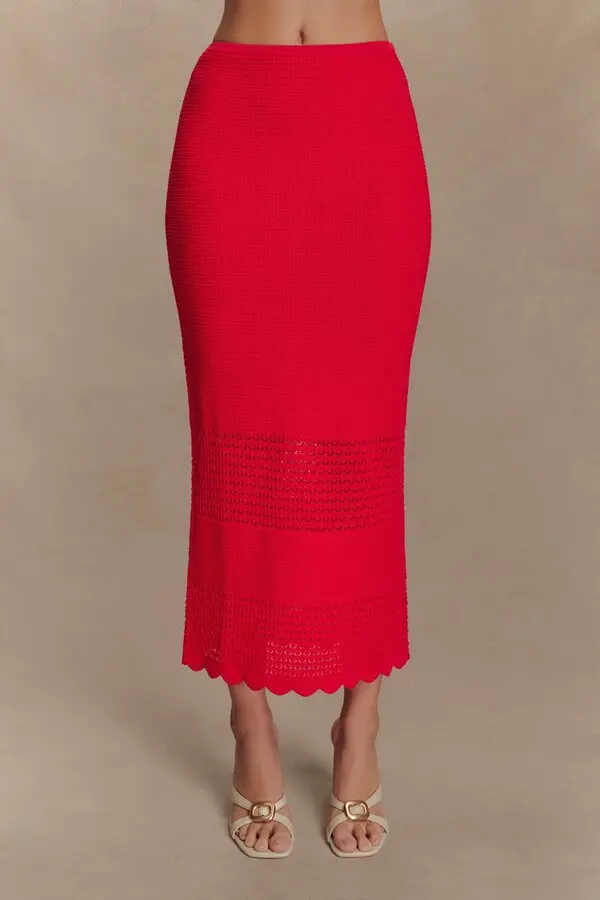 Meshki Madeline Scallop Knit Midi Skirt