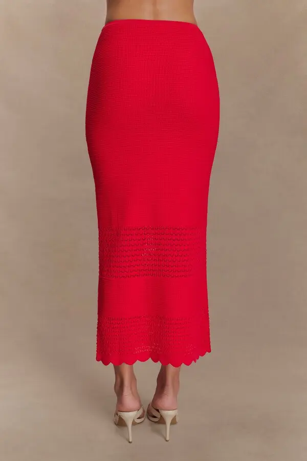 Meshki Madeline Scallop Knit Midi Skirt