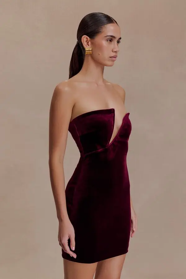 Meshki Paulina Velvet Strapless Mini Dress