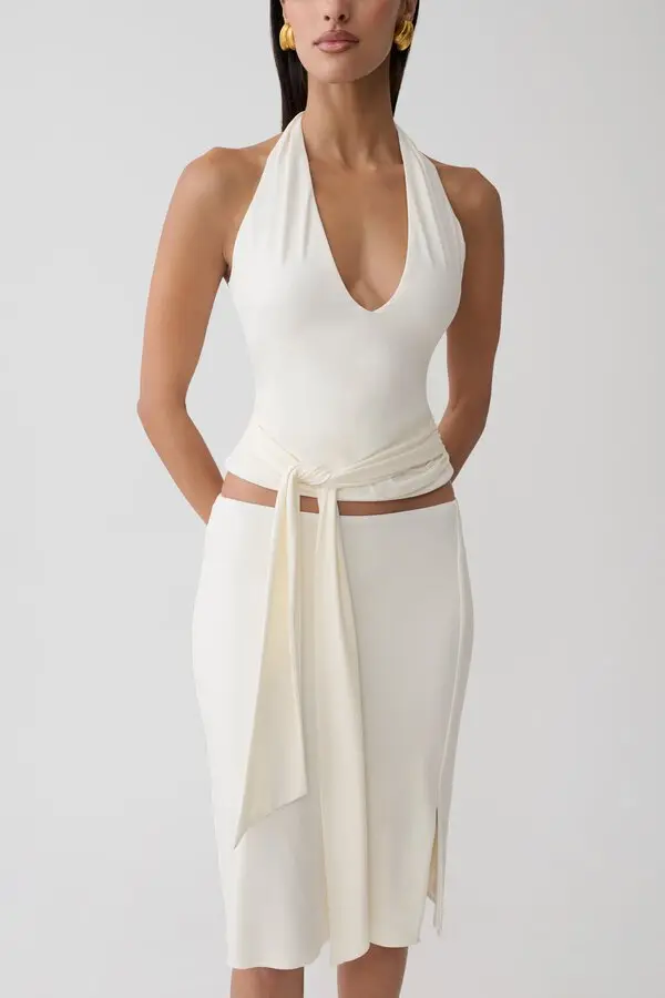 Meshki Elio Peached Jersey Midi Skirt