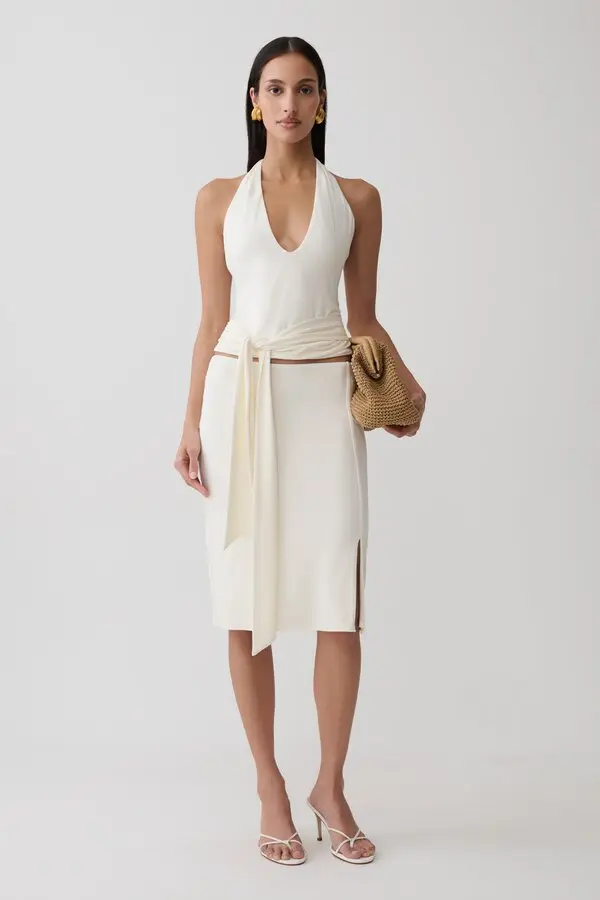 Meshki Elio Peached Jersey Midi Skirt
