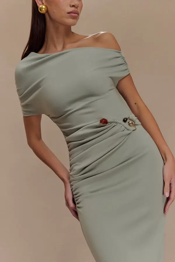Meshki Kendra Scuba Jersey Midi Dress With Hardware
