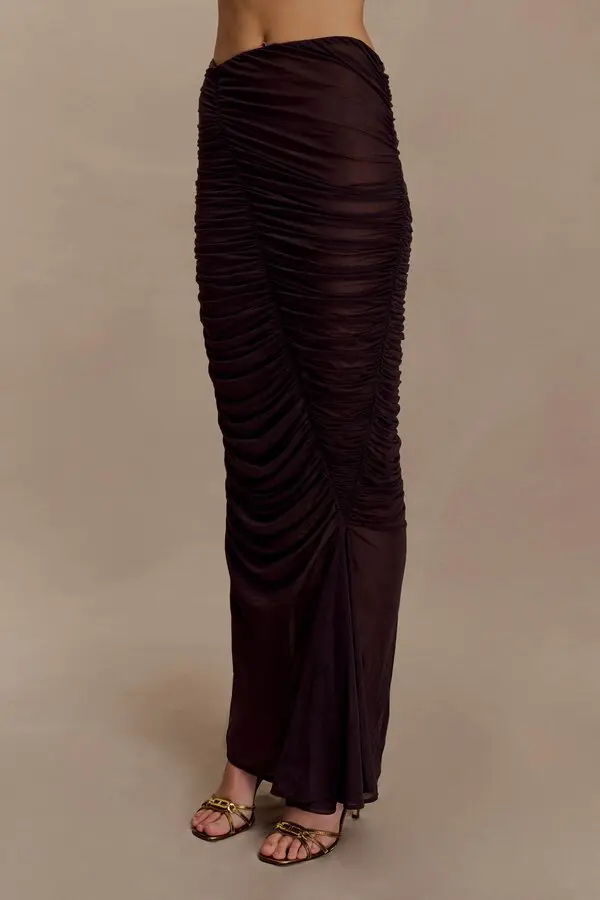 Meshki Matilda Ruched Mesh Maxi Skirt