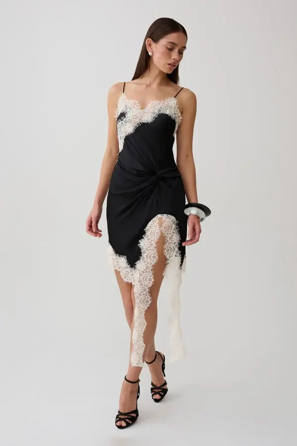 Meshki Amber Satin And Lace Mini Dress