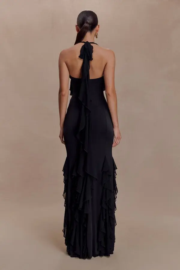 Meshki Etta Ruffle Slinky Maxi Dress