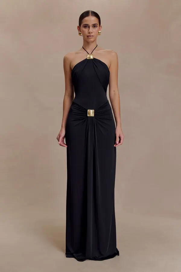 Meshki Quincy Halter Maxi Dress With Hardware