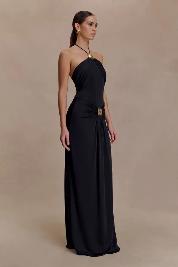 Meshki Quincy Halter Maxi Dress With Hardware
