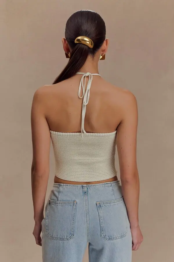 Meshki Aletta Knit Pearl Halter Top