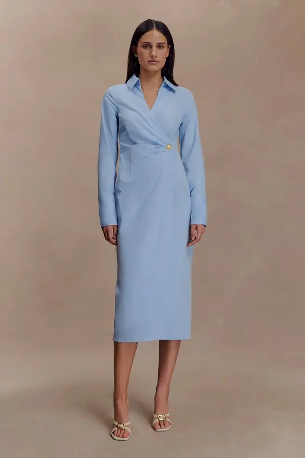 Meshki Mikaila Asymmetric Shirt Dress - Blue