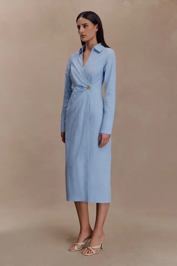 Meshki Mikaila Asymmetric Shirt Dress - Blue