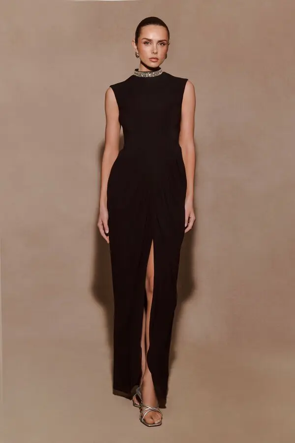 Meshki Elisa Diamante Neck Maxi Dress