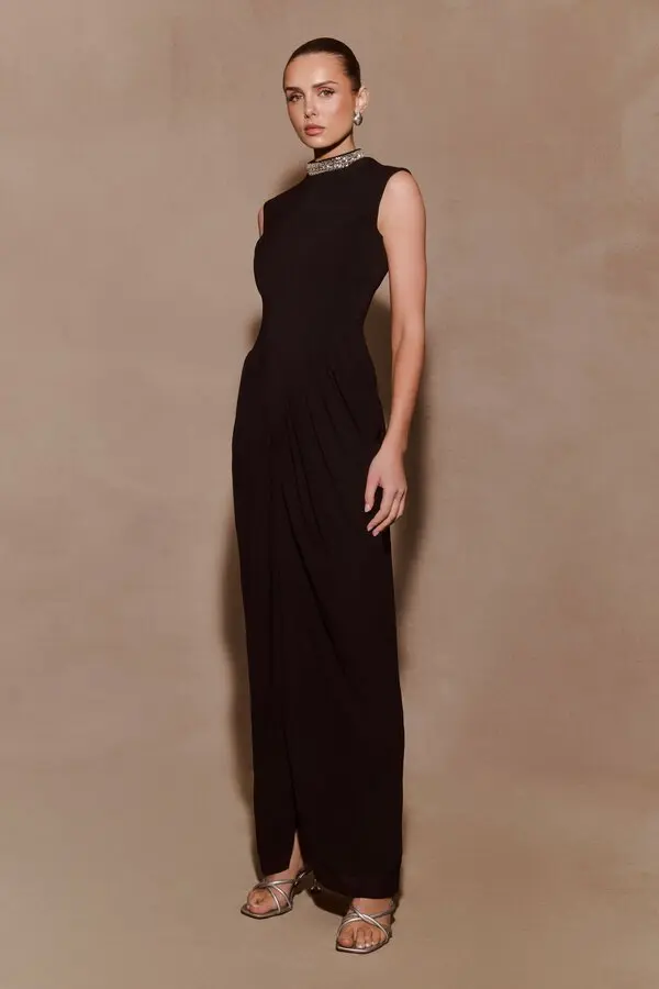 Meshki Elisa Diamante Neck Maxi Dress