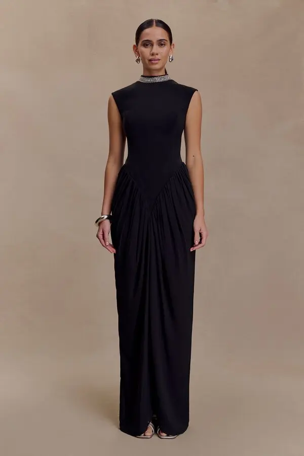 Meshki Elisa Diamante Neck Maxi Dress
