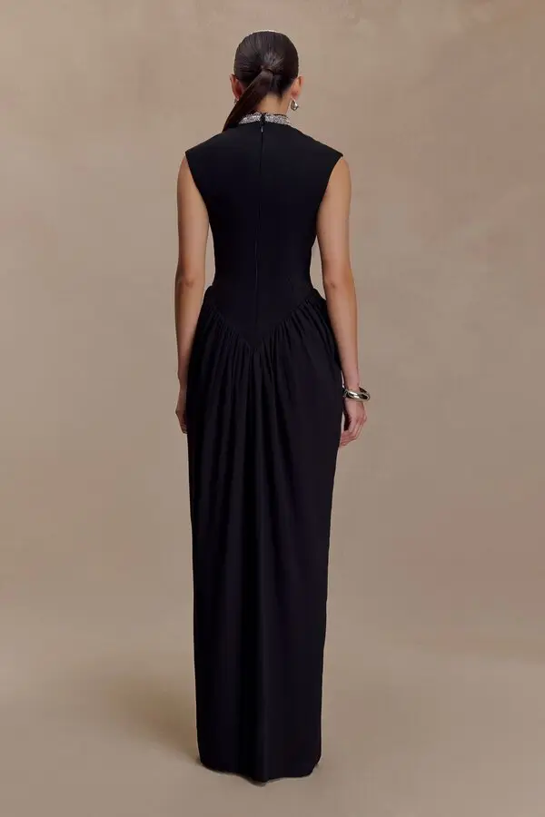 Meshki Elisa Diamante Neck Maxi Dress
