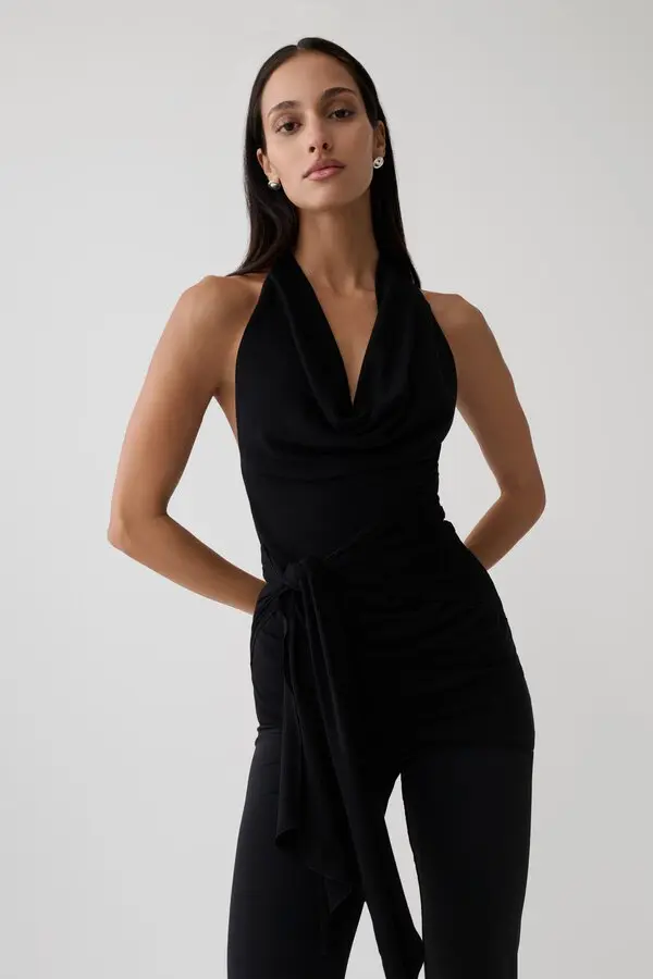 Meshki Dolorres Front Tie Halter Top
