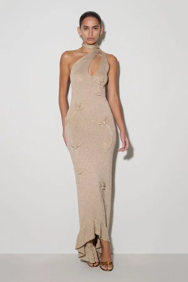 Meshki Celestino Floral Metallic Knit Maxi Dress