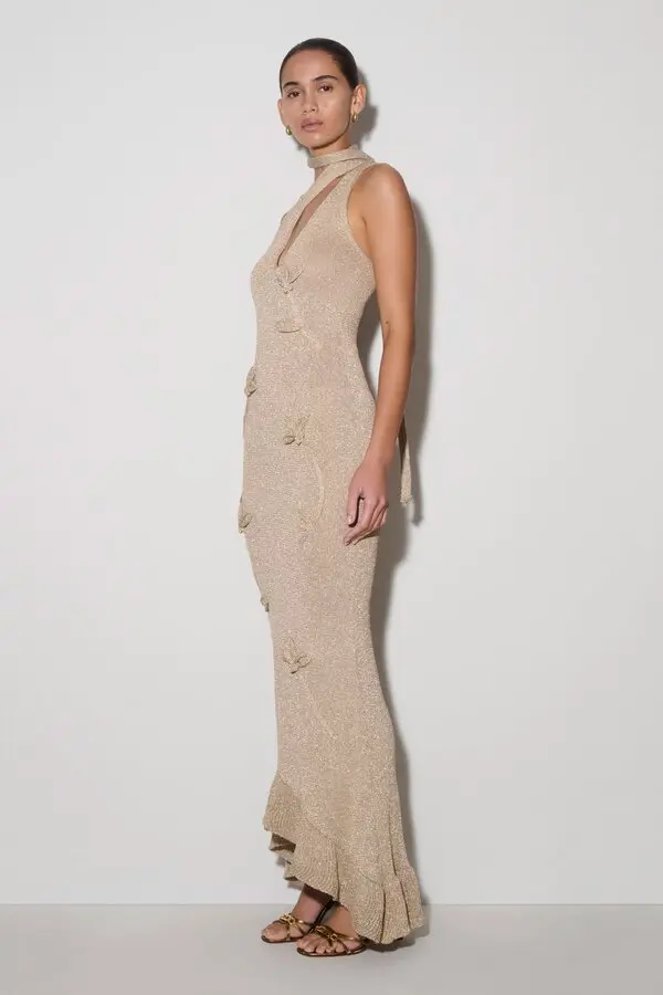 Meshki Celestino Floral Metallic Knit Maxi Dress