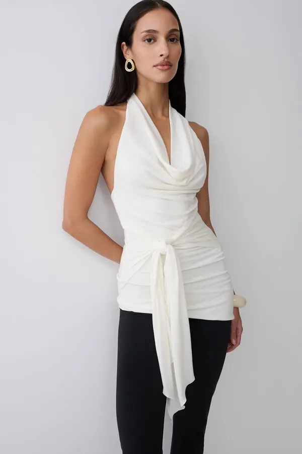 Meshki Dolorres Front Tie Halter Top