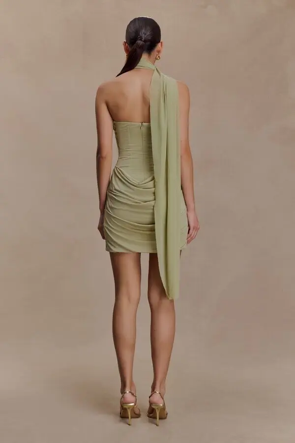 Meshki Mattea Slinky And Mesh Mini Dress With Scarf
