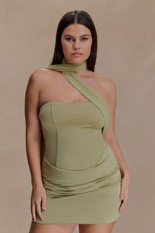 Meshki Mattea Slinky And Mesh Mini Dress With Scarf