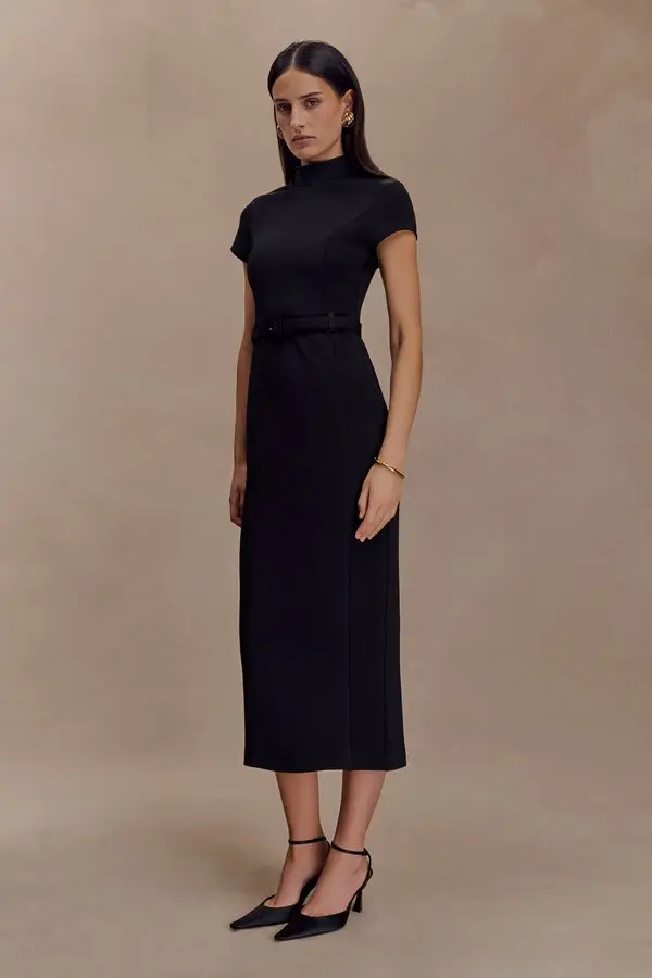 Meshki Arwyn Short Sleeve Crepe Midi Dress