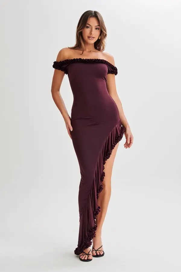 Meshki Arielle Off Shoulder Ruffle Midi Dress
