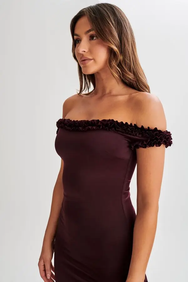 Meshki Arielle Off Shoulder Ruffle Midi Dress