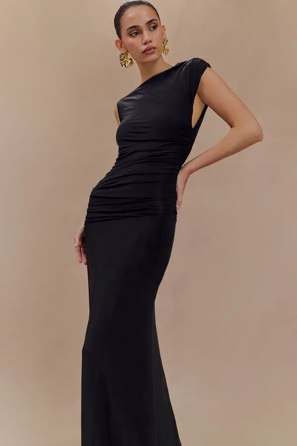 Meshki Navanna Asymmetric Slinky Midi Dress